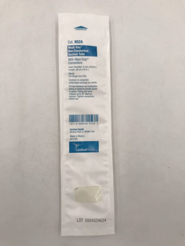 CARDINAL HEALTH N52A Medi-Vac Non-Conductive Suction Tube 5mm x 46cm - GB TECH USA