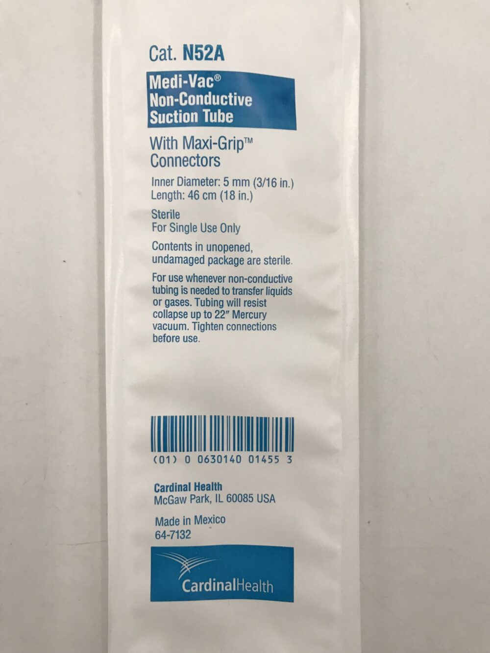 CARDINAL HEALTH N52A Medi-Vac Non-Conductive Suction Tube 5mm x 46cm – GB TECH USA