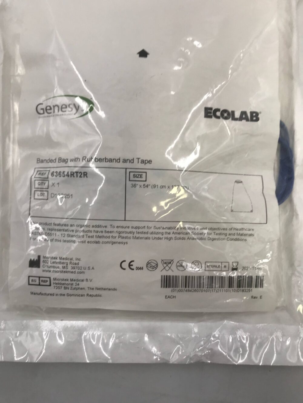 MICREOTEK 63654RT2R Genesys Ecolab Banded Bag w/ Rubberband and Tape ...