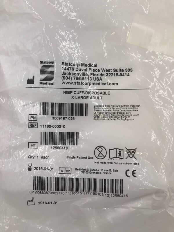 STATCORP 11160-000010 SoftCheck NIBP Cuff-Disposable X-Lg Adul35-44cm ...