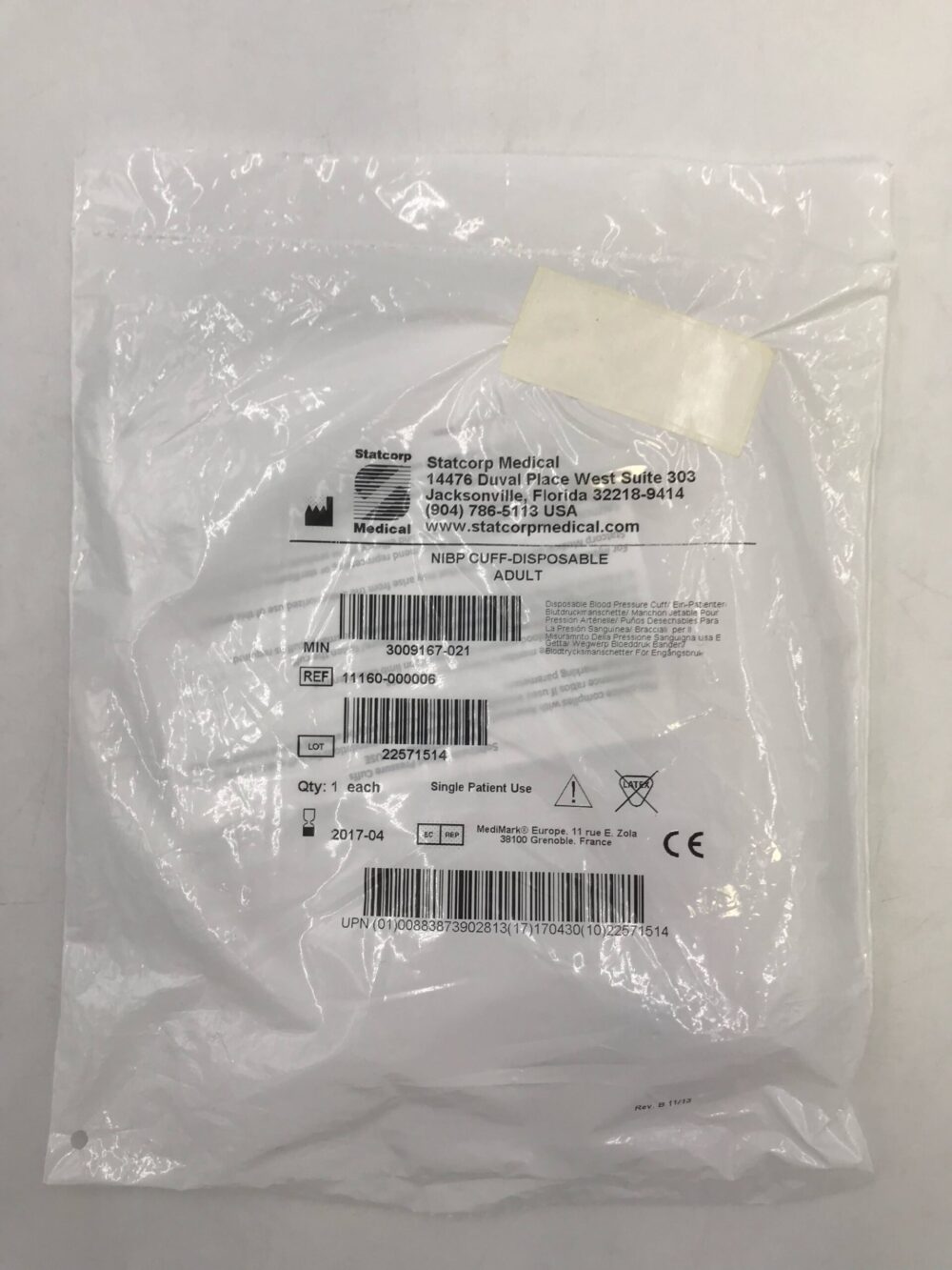 STATCORP 11160-000006 SoftCheck NIBP Cuff-Disposable Adult 26-35cm (X ...