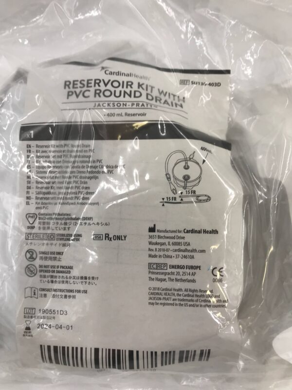 CARDINAL HEALTH SU130-403D Jackson-Pratt Reservoir Kit w/ PVC Round ...