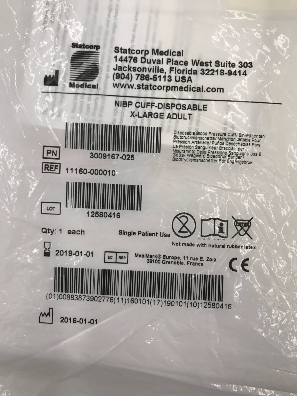 STATCORP 11160-000010 SoftCheck NIBP Cuff-Disposable X-Lg Adult 35-44cm ...