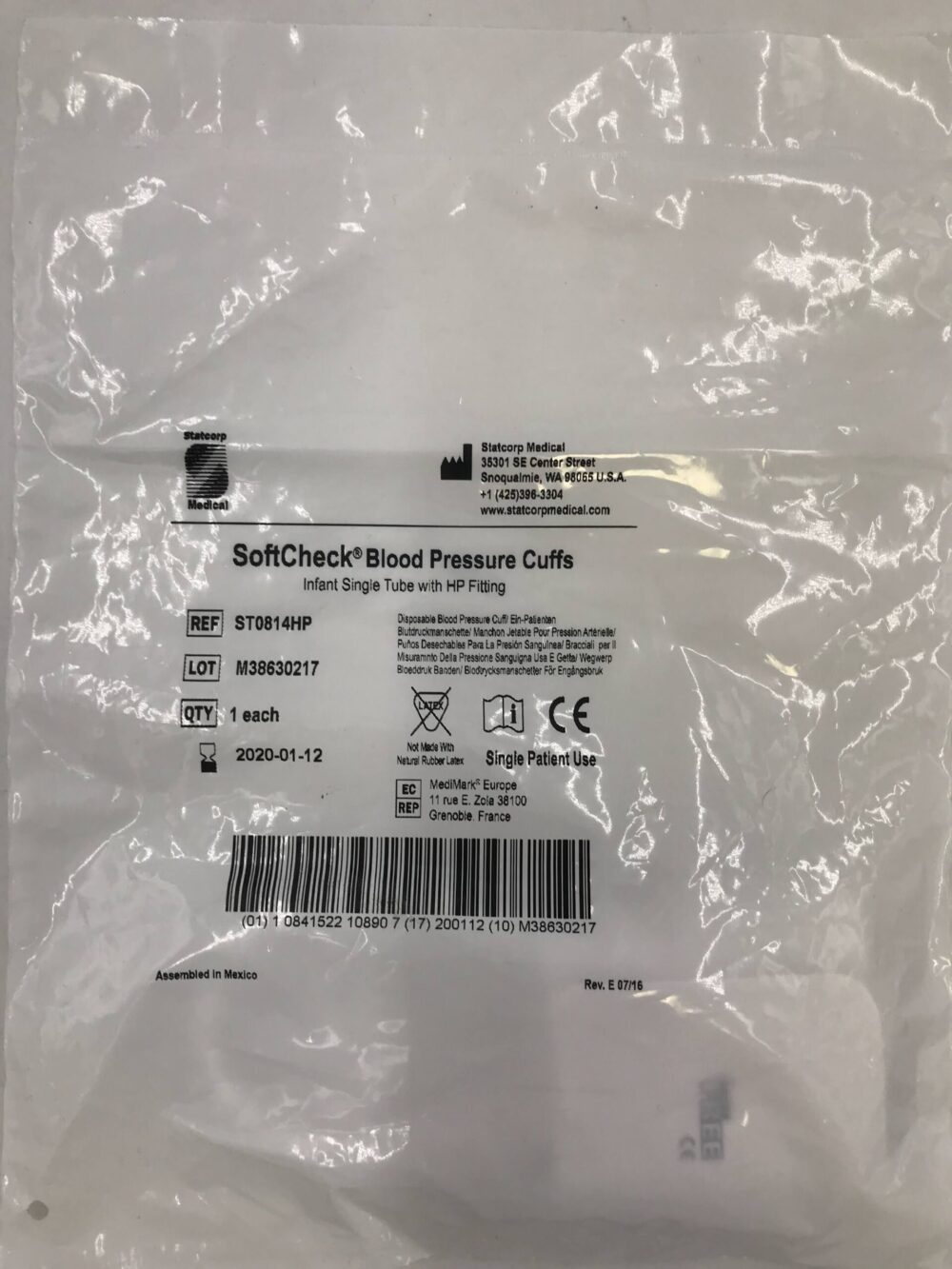 Statcorp Medical ST0814HP Blood Pressure Cuffs Infant Single Tube with ...