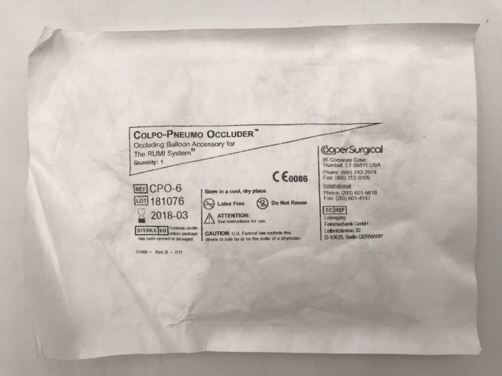 Cooper Surgical CPO-6 Colpo-Pneumo Occluder Occluding Balloon Accessory ...