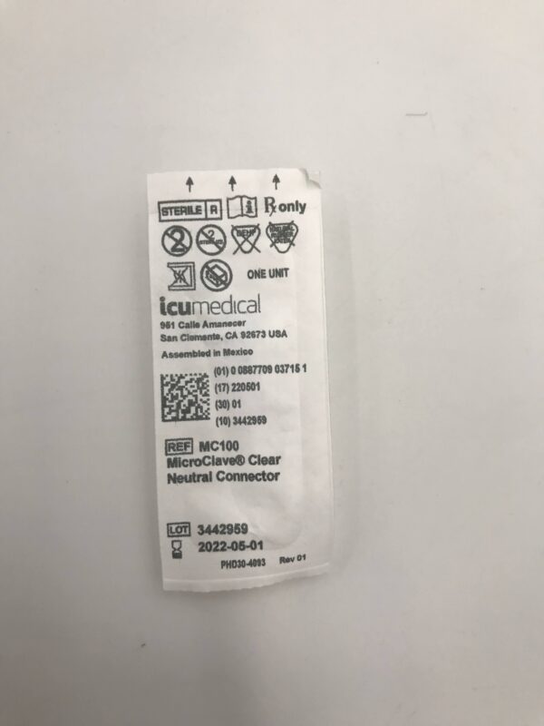 ICU MEDICAL MC100 MicroClave Clear Neutral Connector (50/Bag)(X) - GB ...