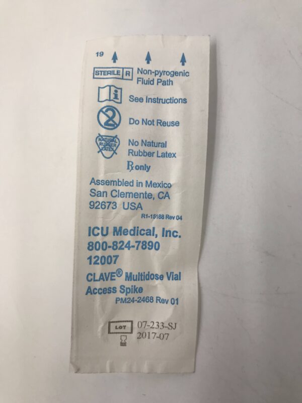 ICU MEDICAL 12007 Clave Multidose Vial Access Spike (X) - GB TECH USA