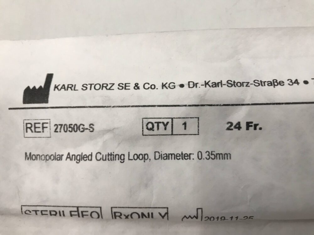 Storz 27050G-S Monopolar Angled Cutting Loop Diameter 0.35mm 24Fr. - GB ...