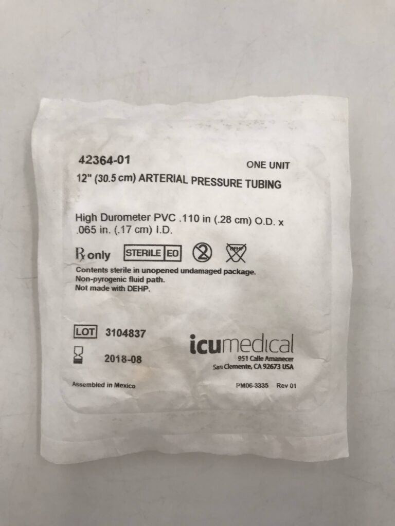 ICU MEDICAL 42364-01 Arterial Pressure Tubing High Durometer PVC 12in x ...
