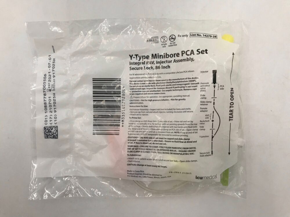 ICU MEDICAL 14279-28 Y-Type Minibore PCA Set Integral PAV Injector ...