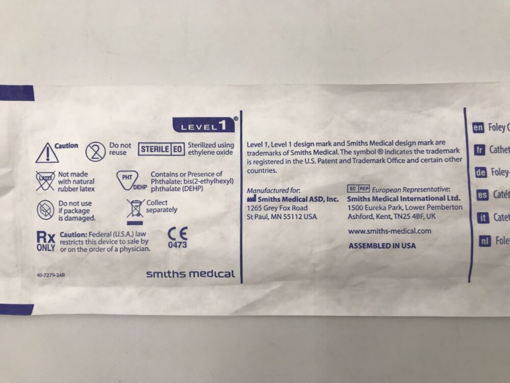 Smiths Medical FC400-12 Level 1 Foley Catheter With Temperature Sensor ...