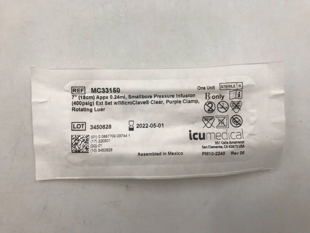 ICU MEDICAL MC33150 Smallbore Pressure Infusion Ext Set w/MicroClave ...