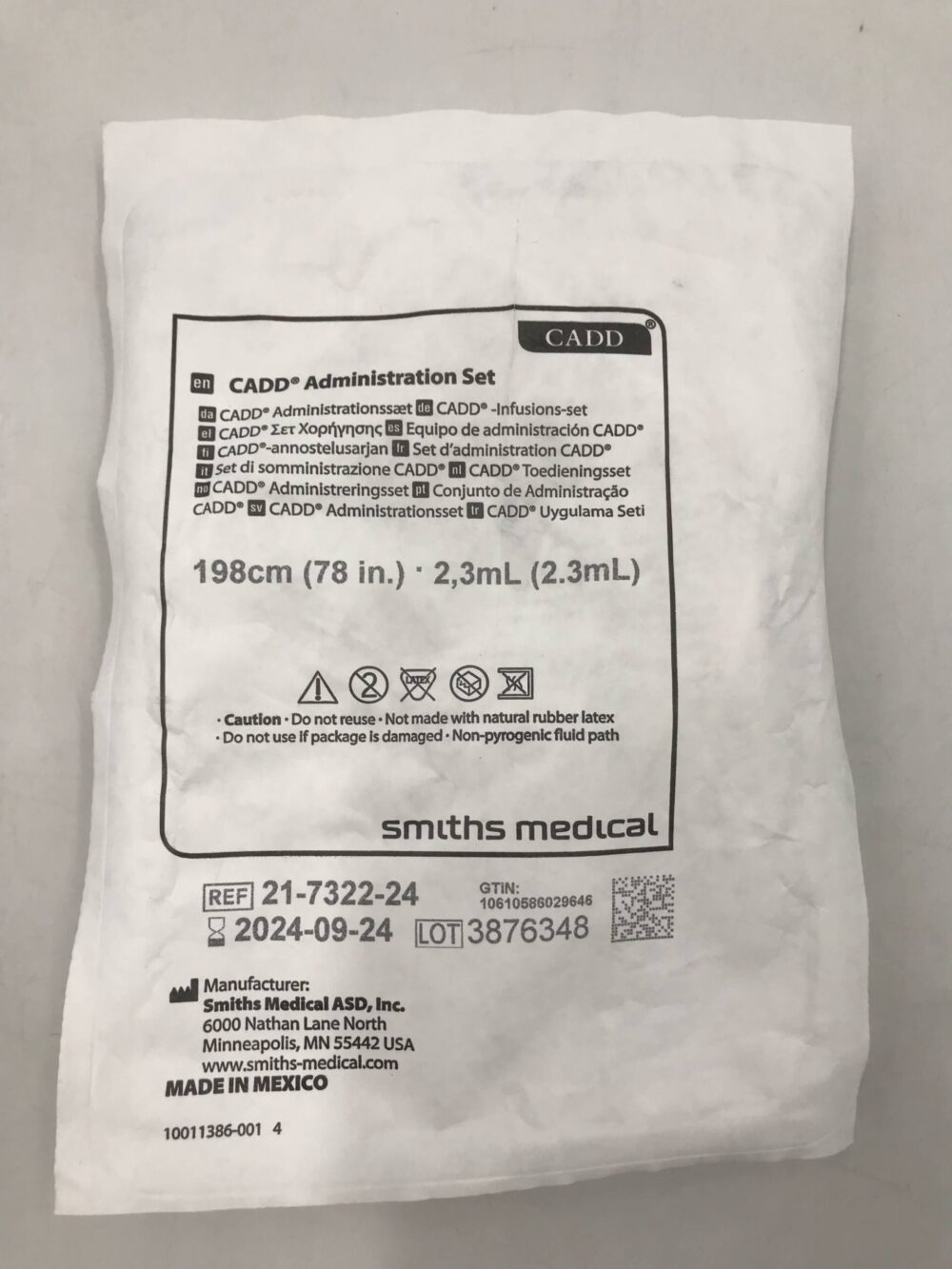Smiths Medical 21-7322-24 CADD Administration Set 198cm 2.3mL – GB TECH USA