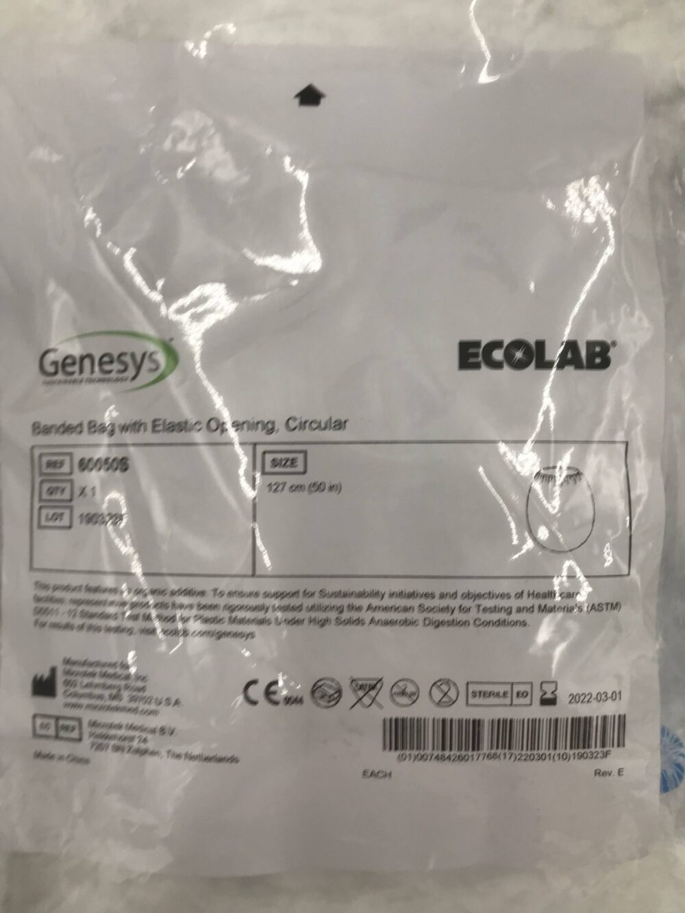 MICROTEK 60050S Genesys Ecolab Banded Bag w/Elastic Opening Circular ...