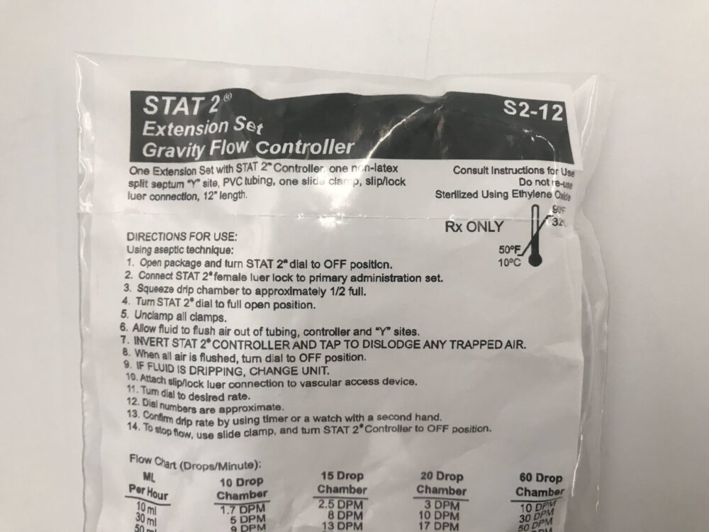 ConMed S2-12 Extension Set Gravity Flow Controller 12" Length (X) - GB ...