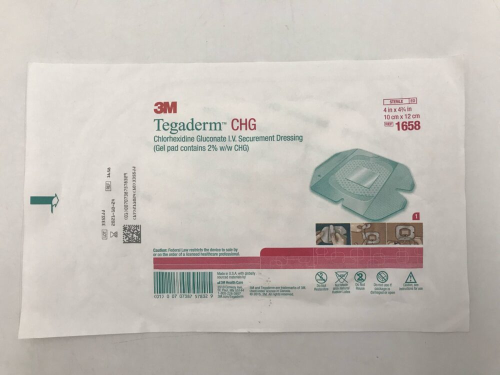 3M 1658 Tegaderm CHG Chlorhexidine Gluconate I.V. Securement Dressing ...