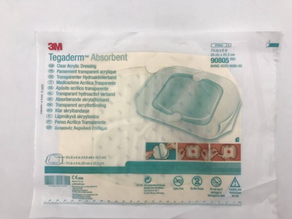3M 90805 Tegaderm Absorbent Clear Acrylic Dressing 7-7/8in x 8in (X ...
