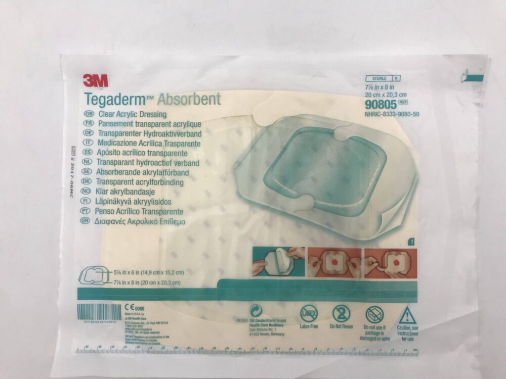 3M 90805 Tegaderm Absorbent Clear Acrylic Dressing 7-7/8in x 8in (X ...