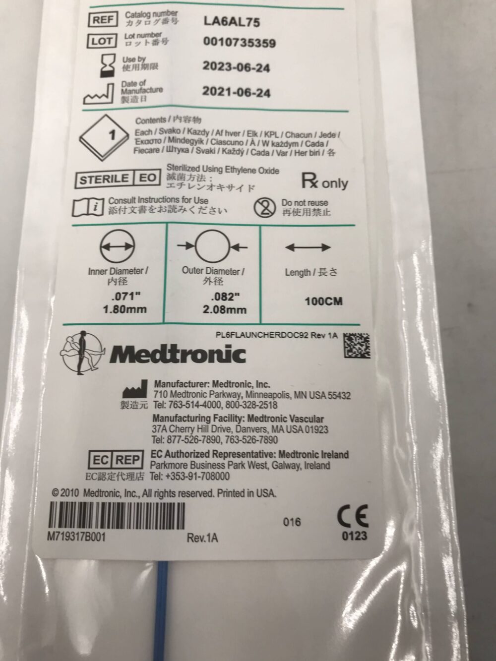 Medtronic LA6AL75 Launcher Guiding Catheter AL.75 6F 100cm (X) - GB ...