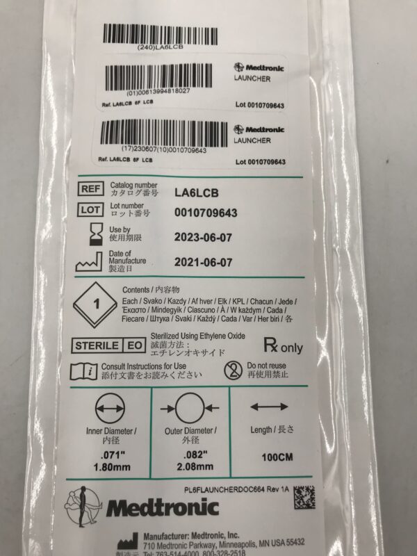 Medtronic LA6LCB Launcher Guiding Catheter LCB 6F 100cm (X) - GB TECH USA