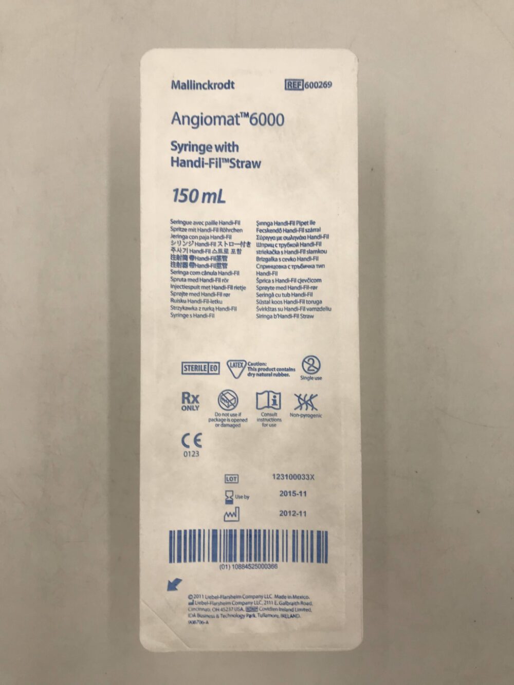 MALLINCKRODT 600269 Angiomat 6000 Syringe w/ Handi-Fil Stray 150mL (X ...