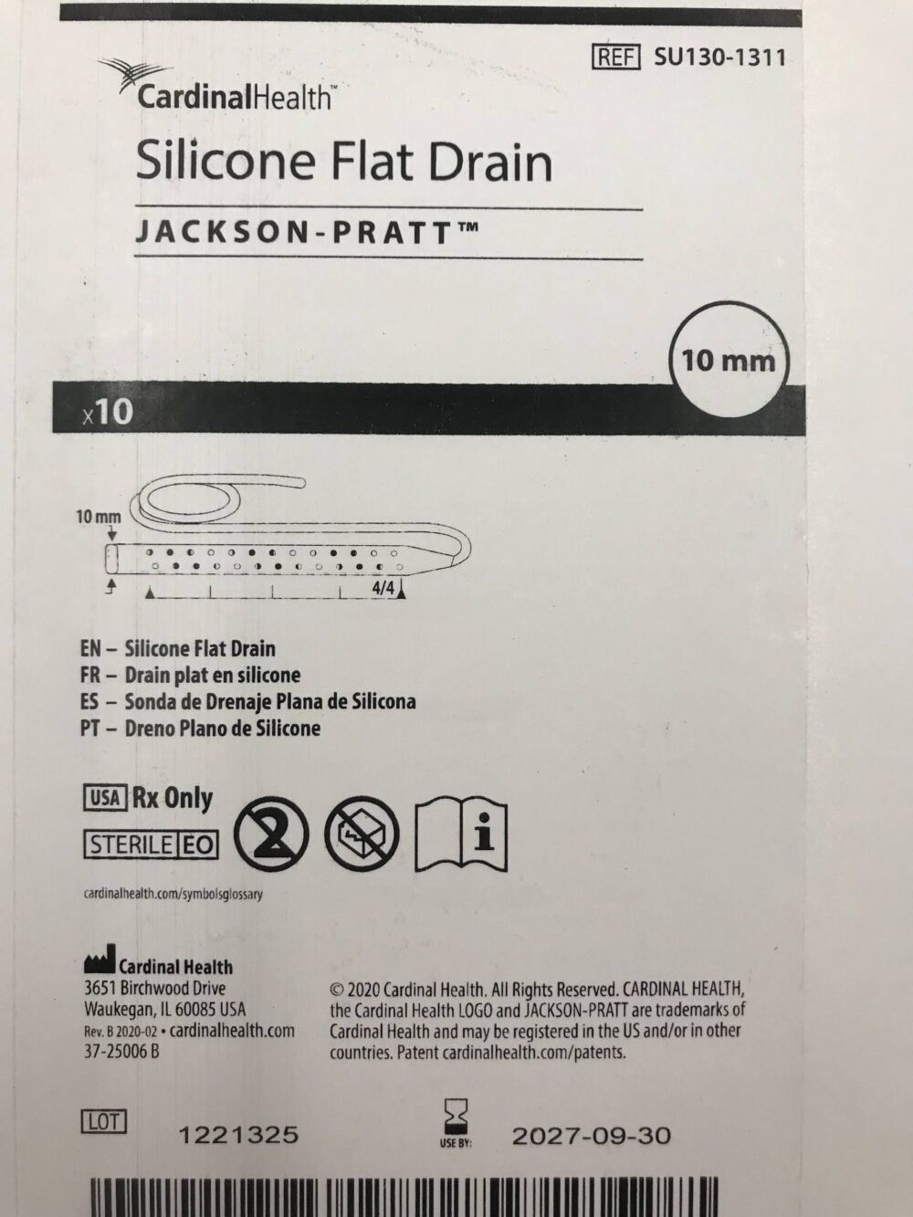 Cardinal Health SU130-1311 Silicone Flat Drain Jackson-Pratt 10mm (10 ...