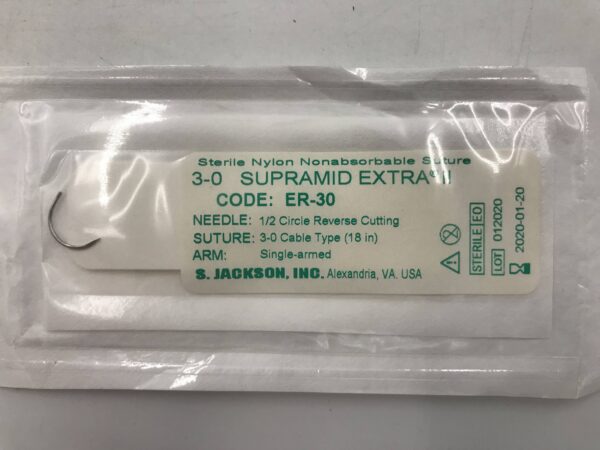 S.Jackson ER-30 Sterile Nylon Nonabsorbable Suture Supramid Extra II 3 ...