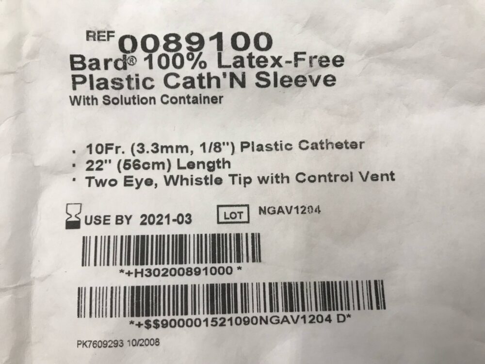 Bard 0089100 Latex Free Plastic Cath'N Sleeve with Solution Container ...