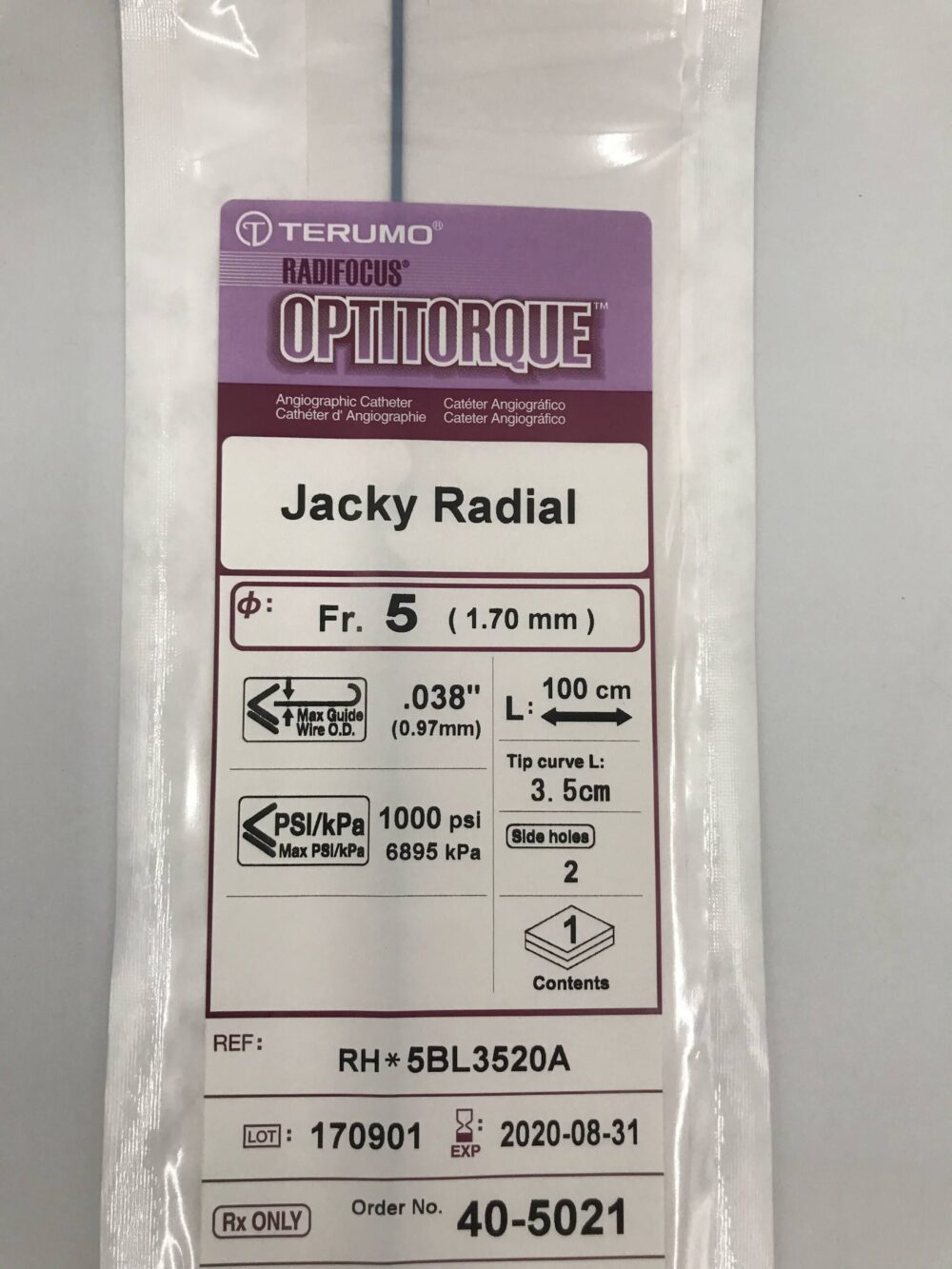 Terumo 40-5021 Optitorque Jacky Radial Fr.5 (1.70mm) x 100cm ...
