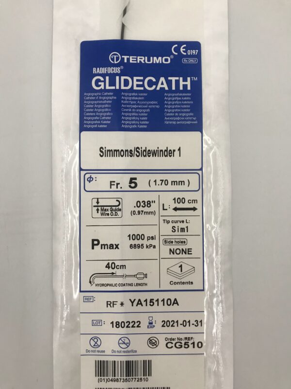 Terumo CG510 Glidecath Simmons/Sidewinder 1 Fr.5 (1.70mm) x 100cm ...