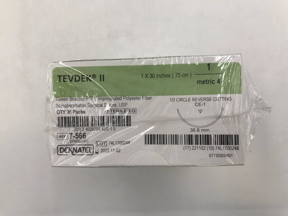 Teleflex 7-566 Deknatel Tevdek II Green Braided PTFE Impregnated ...
