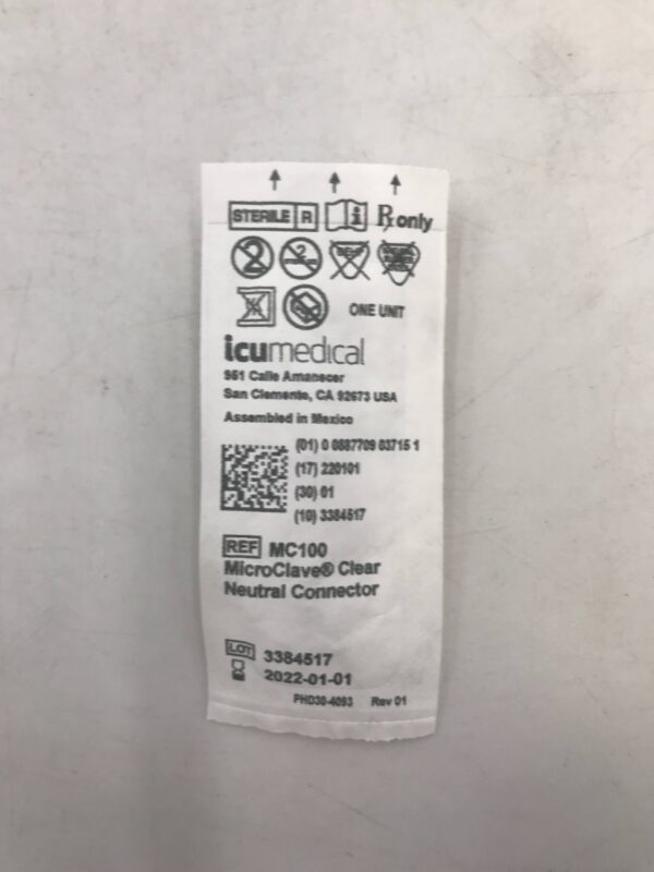 ICU MEDICAL MC100 MicroClave Clear Neutral Connector (46/Bag)(X) - GB ...