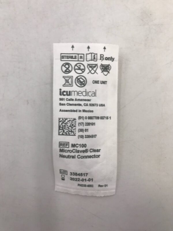 ICU MEDICAL MC100 MicroClave Clear Neutral Connector (46/Bag)(X) - GB ...