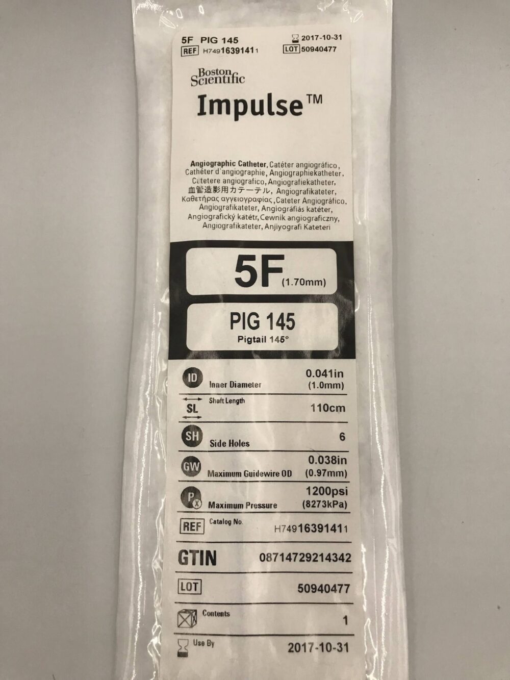 Boston Scientific 1639141 Impulse PIG 145 Pigtail 145° Angiographic ...