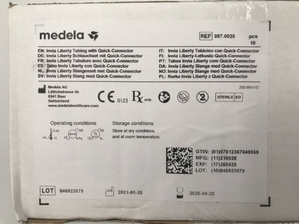 Medela 087.0025 Invia Liberty Tubing with Quick-Connector (10/Box) – GB ...