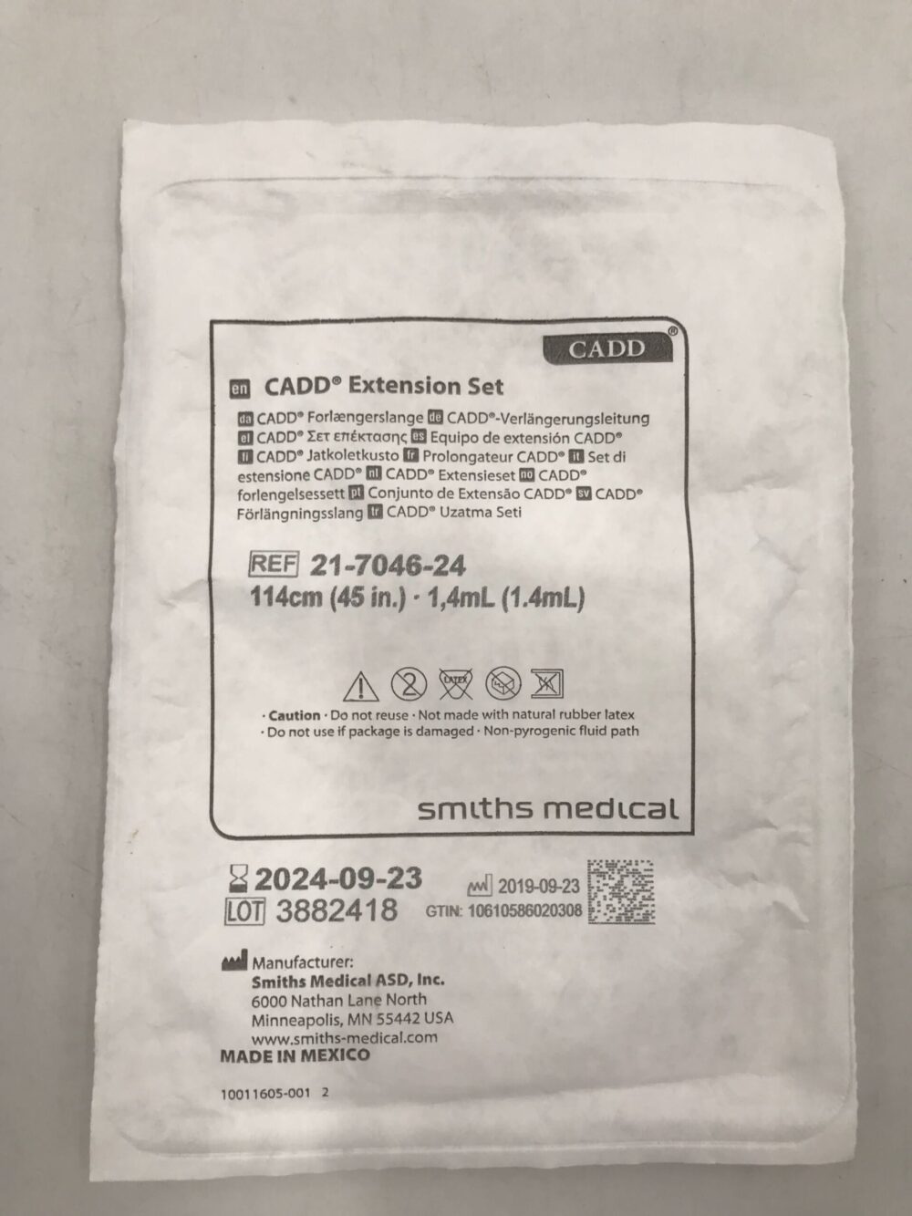 Smiths Medical 21-7046-24 CADD Extension Set 114cm (45in.) - 1,4ml (1 ...