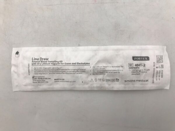 SMITHS MEDICAL 4041-2 Portex Line Draw Arterial Blood Sampling Kit 1ml ...