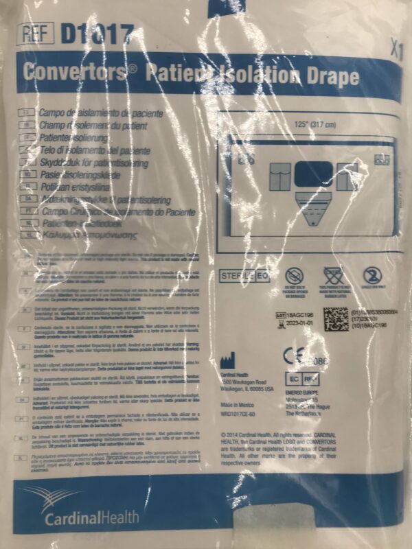 CARDINAL HEALTH D1017 Convertors Patient Isolation Drape 125in x 84in ...