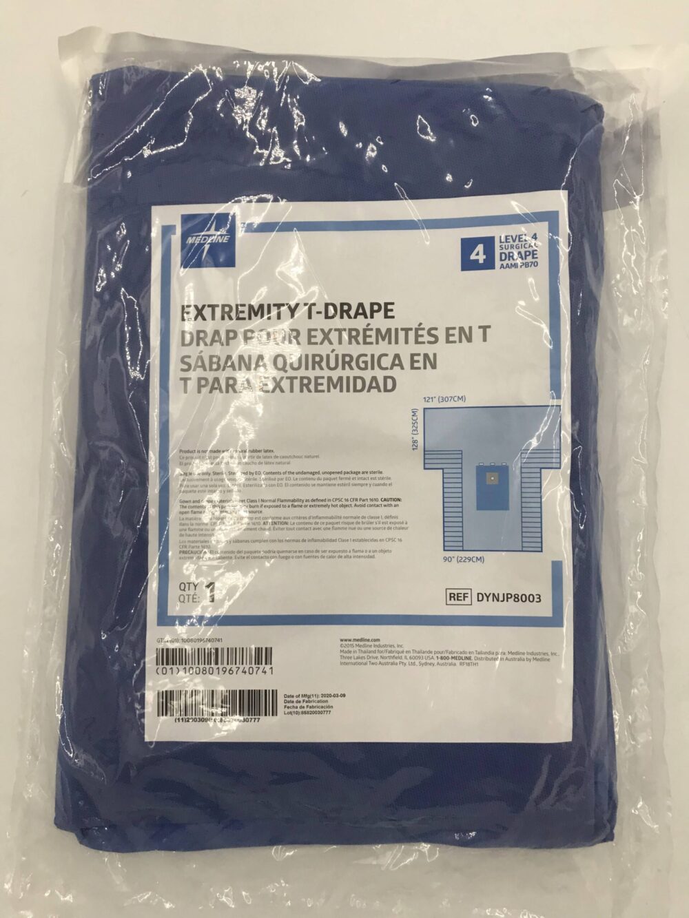 MEDLINE DYNJP8003 Extremity T-Surgical Drape Level 4, 128in x121in ...