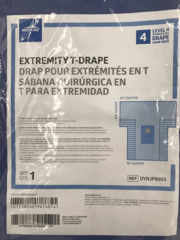 MEDLINE DYNJP8003 Extremity T-Surgical Drape Level 4, 128in x121in ...