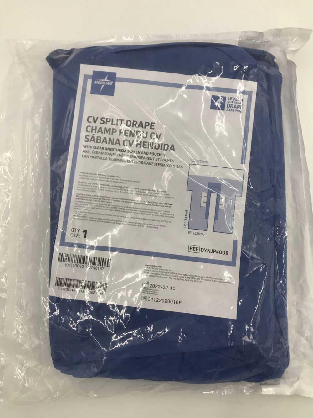 MEDLINE DYNJP4008 CV Split Surgical Drape Level 4, 135in x 102in x 87in ...