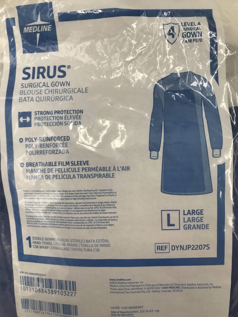 MEDLINE DYNJP2207S Sirus Surgical Gown, Strong Protection Level 4 ...