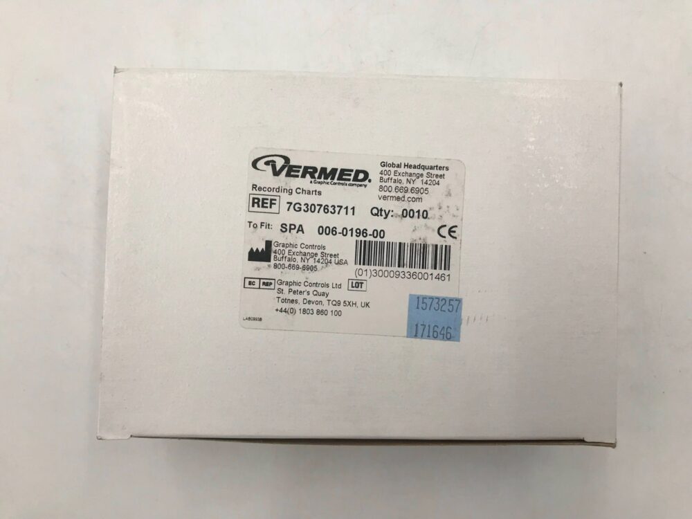 GRAPHIC CONTROLS 7G30763711 Vermed Recording Charts (10Packets/Box ...