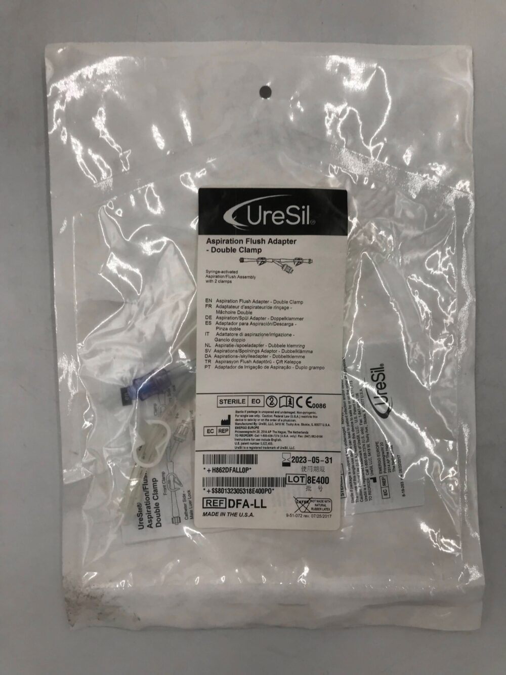 UreSil DFA-LL Aspiration Flush Adapter Double Clamp (X) - GB TECH USA