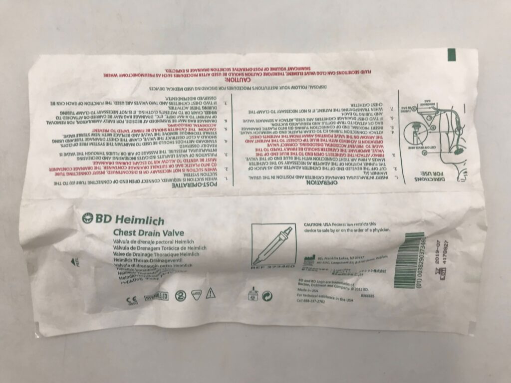 BD 373460 Heimlich Chest Drain Valve (X) - GB TECH USA