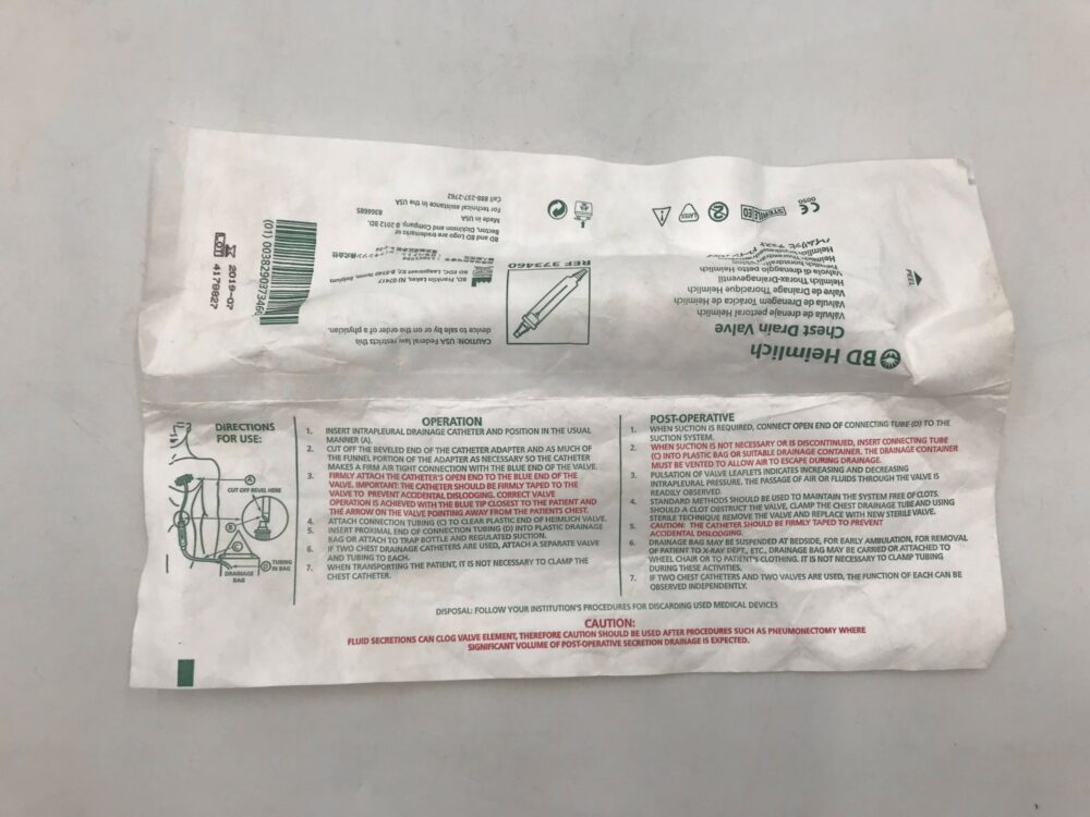 BD 373460 Heimlich Chest Drain Valve (X) – GB TECH USA