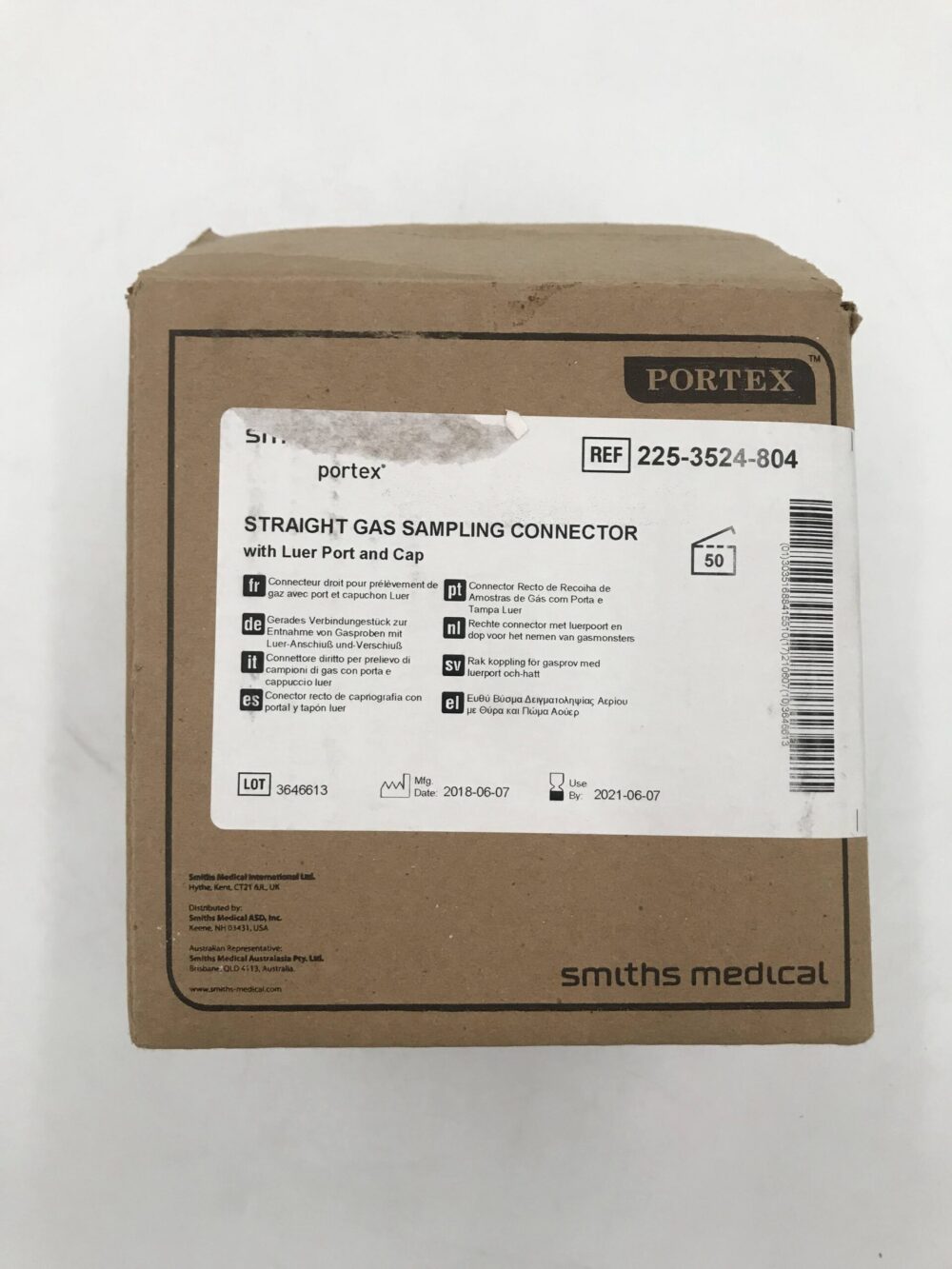 SMITHS MEDICAL 225-3524-804 Portex Straight Gas Sampling Connector (50 ...