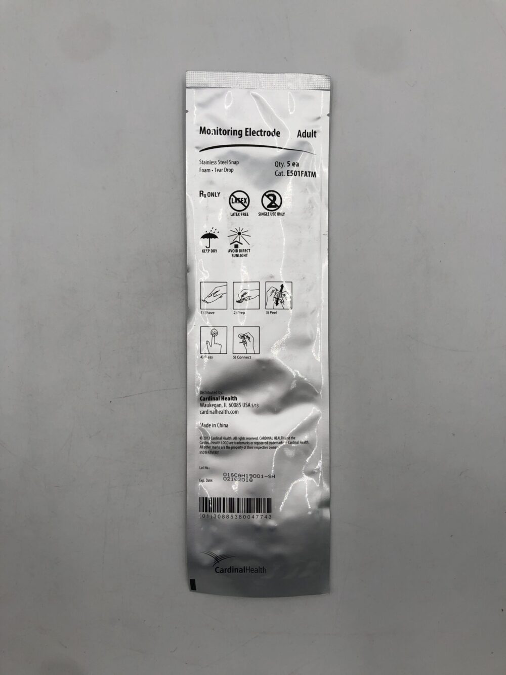 Cardinal Health E501FATM Monitoring Electrode Stainless Steel Snap Foam ...