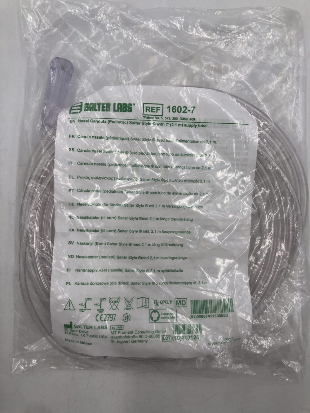 Salter Labs 1602-7 Nasal Cannula (Pediatric) with 7′ (2.1m) Supply Tube ...