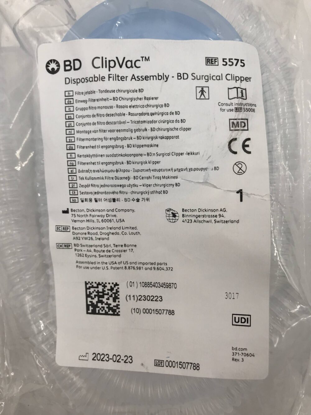 BD 5575 ClipVac Disposable Filter Assembly - Bd Surgical Clipper - GB ...